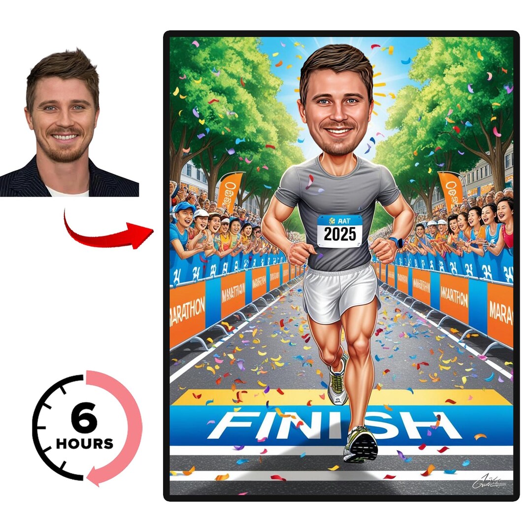 Custom Man Runner, Cartoon Caricature, Caricature Gift for Runner ...