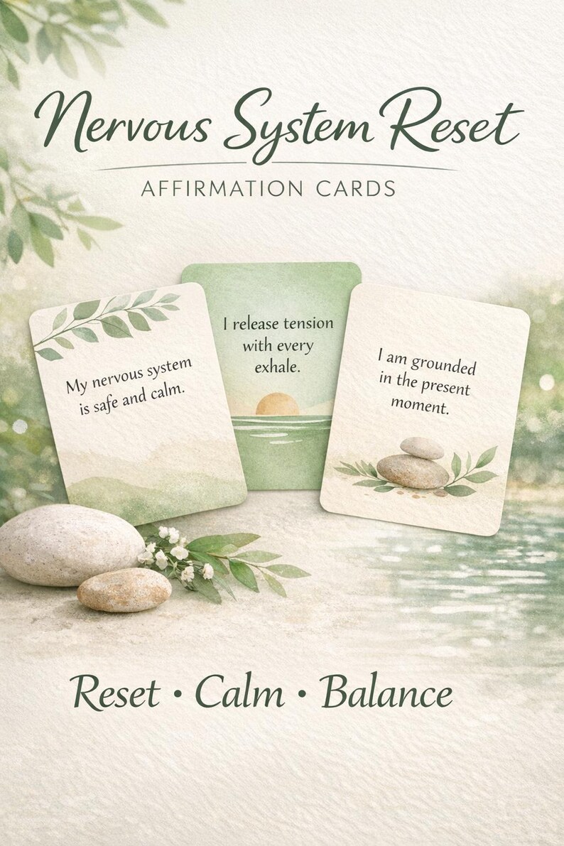 Nervous System Reset Affirmation Cards | Anxiety & Stress Relief | Calm ...