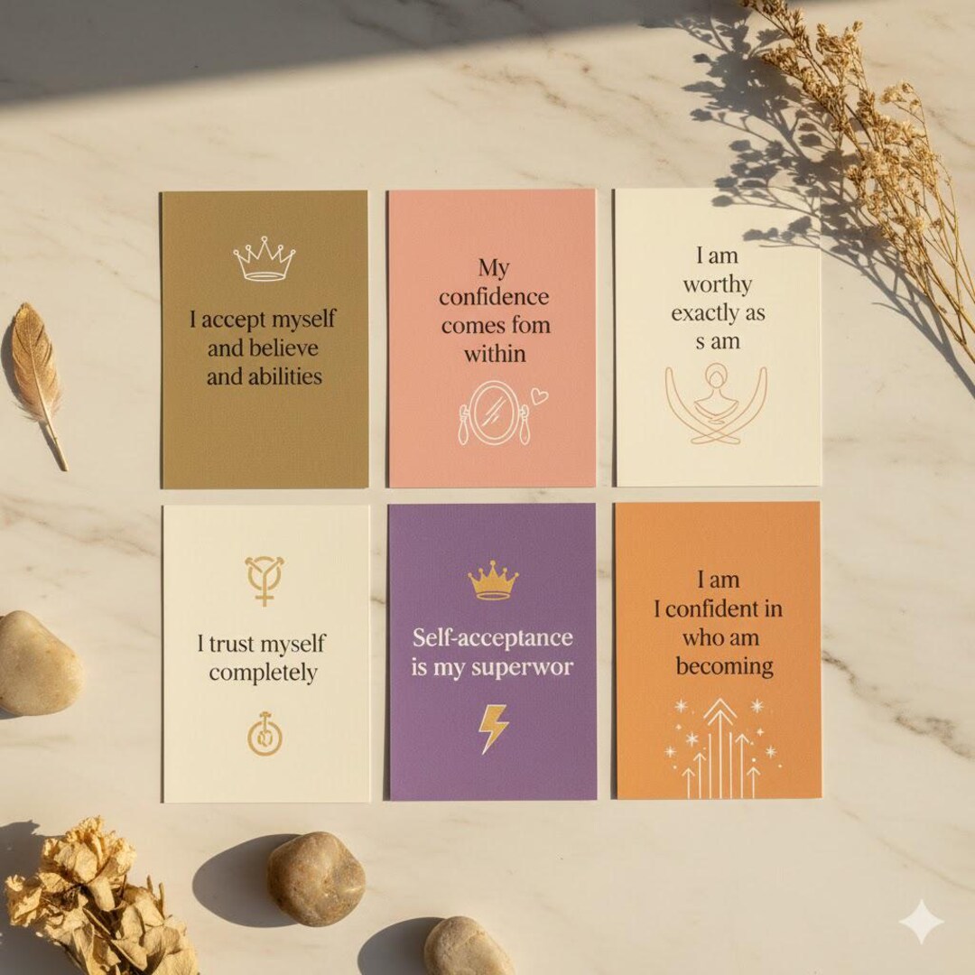 Know Your Worth | 20 Self Acceptance Confidence Cards for Women ...