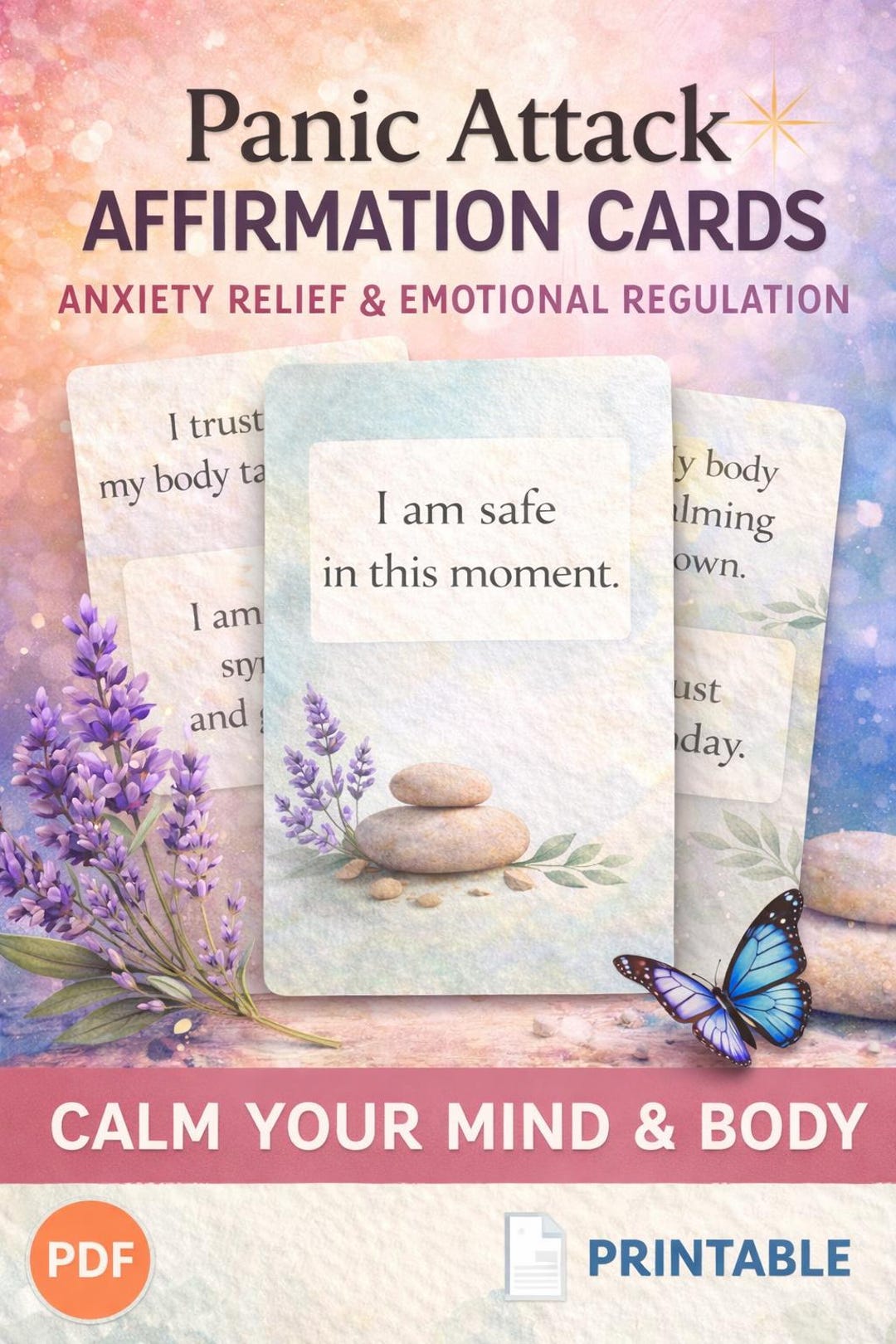 Panic Attack Affirmation Cards | Anxiety Relief & Emotional Regulation ...