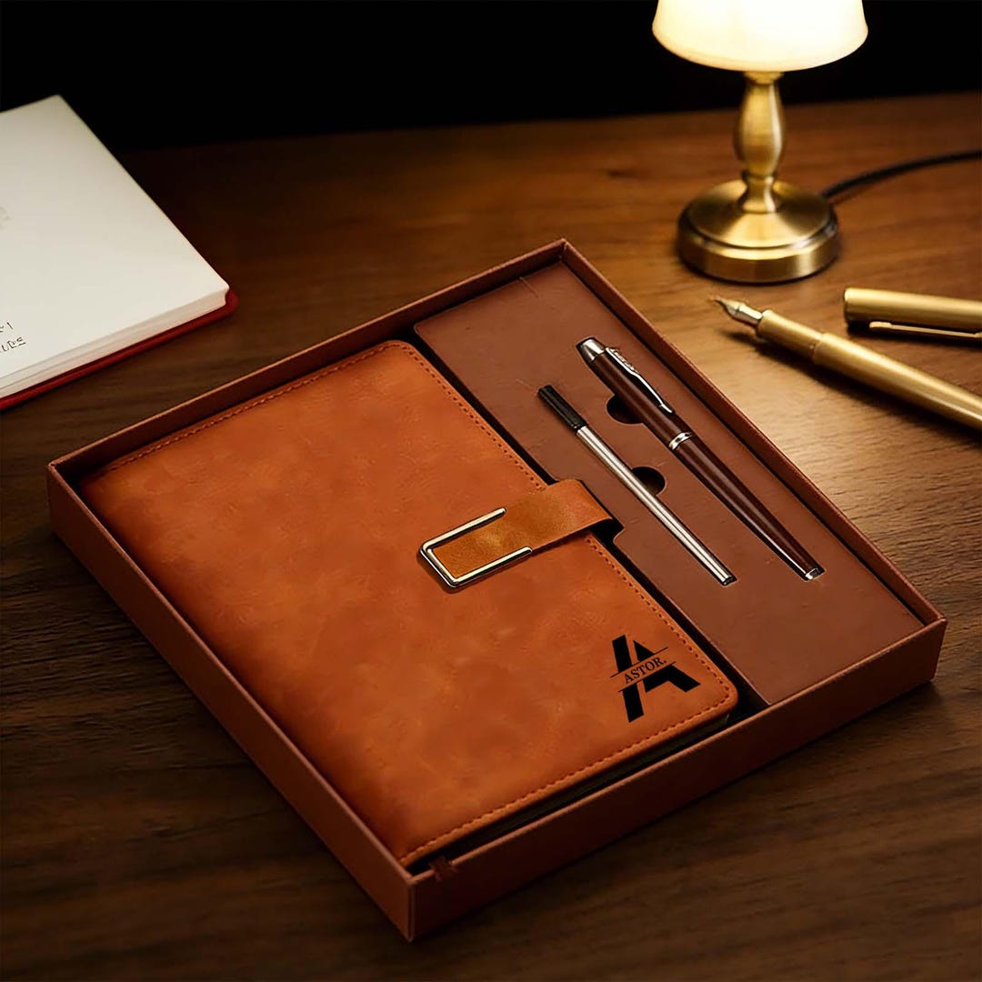 Personalized Leather Notebook Gift Set, Engraved Pen - Etsy