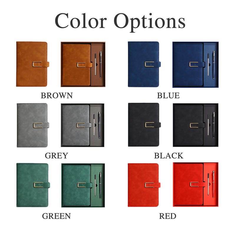 Personalized Engraved Leather Notebook Pen Set Custom Journal Gift ...