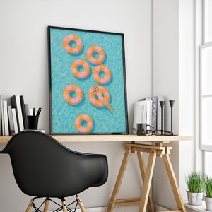 Summer Float Art Print – Retro Poolside Wall Decor - Etsy