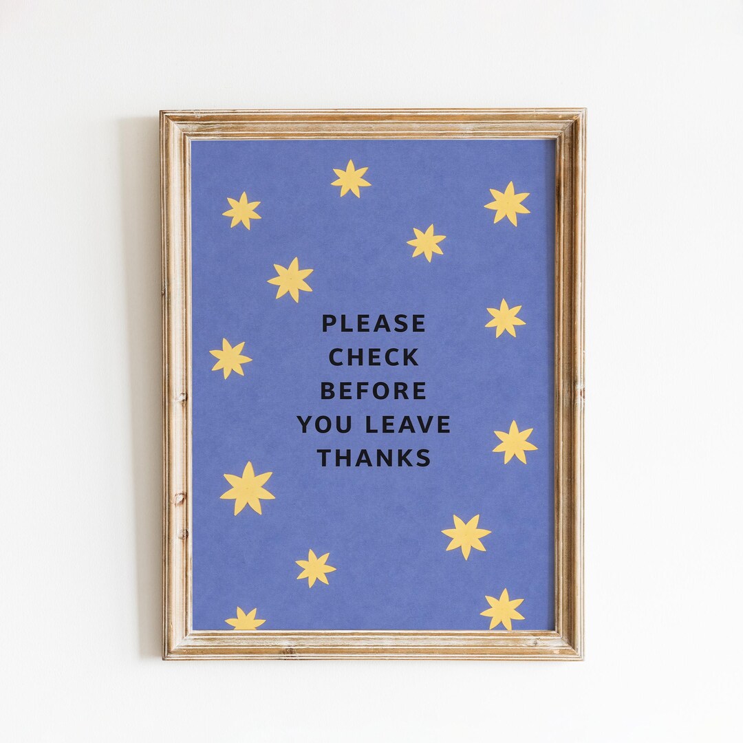 Please Check Before You Leave Thanks Print – Funny Bathroom Wall Art - Etsy