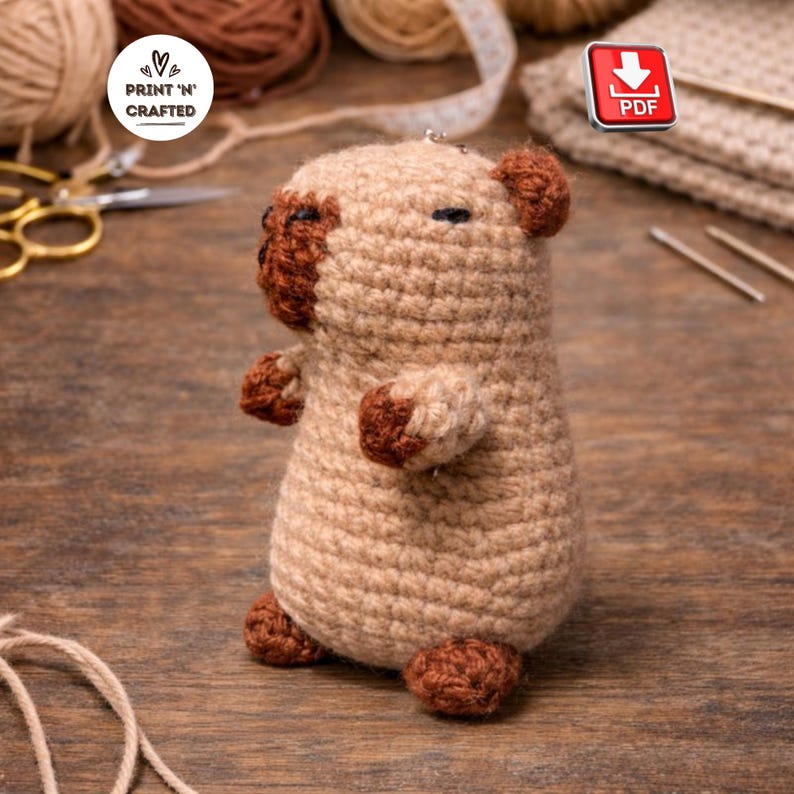 Capybara Tiny Amigurumi Crochet Pattern | Low Sew Crochet | Capybara ...