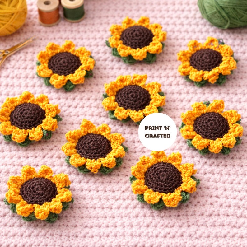 Sunflower Crochet Pattern PDF | Crochet Sunflower Flower | Floral ...