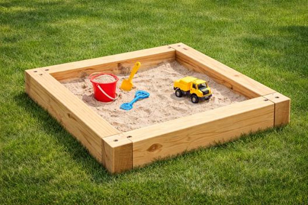 DIY Sandbox Plan + Matching Lid | Wooden Sandbox Build Plans (4x4, 5x5 ...