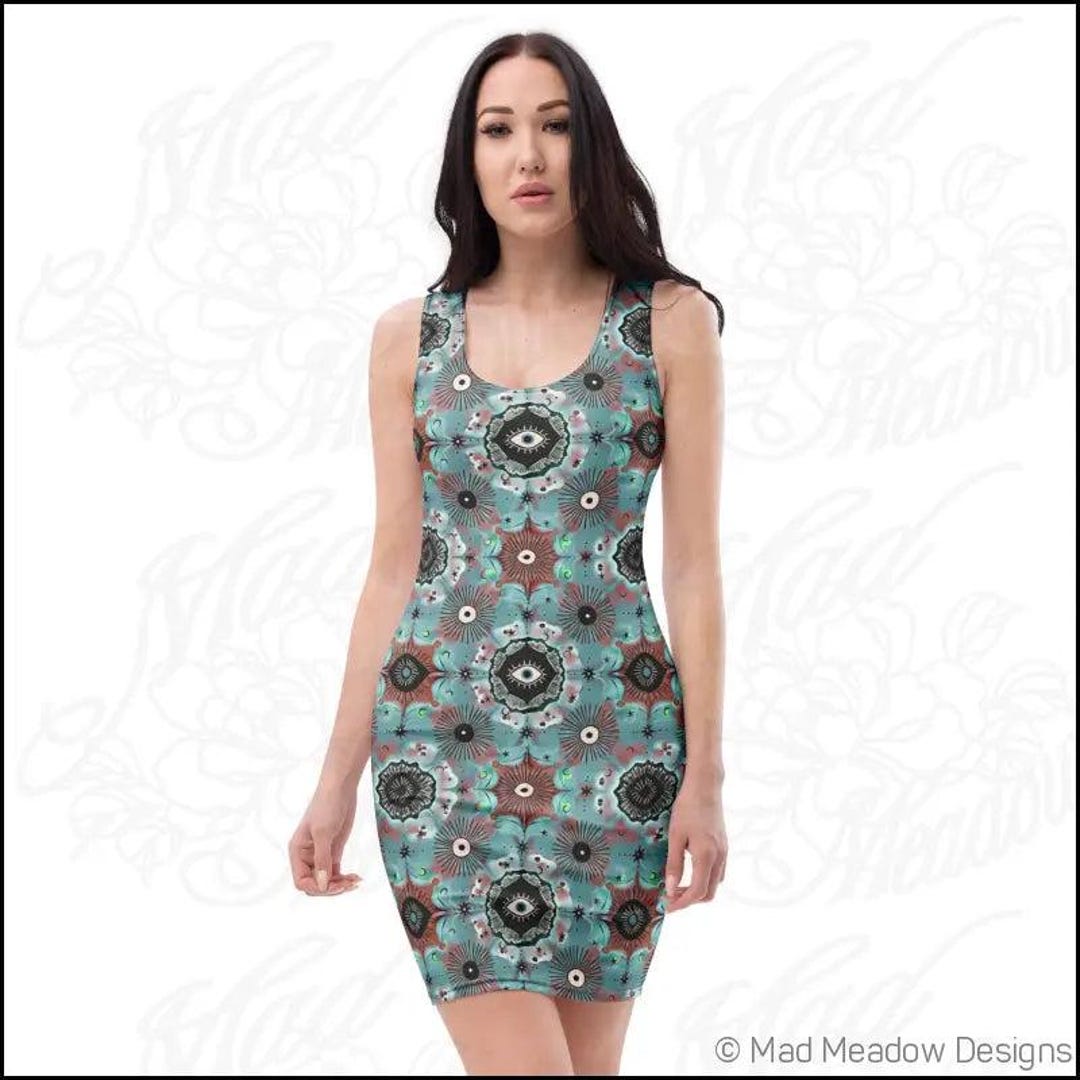 Sage Evil Eye Bodycon Dress - Etsy