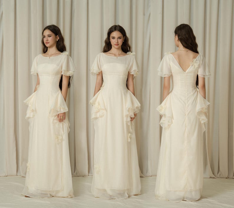 HANGKAO_ SELLY Dress, A Thigh Slit Design With Ruffled Panels, Adorned ...