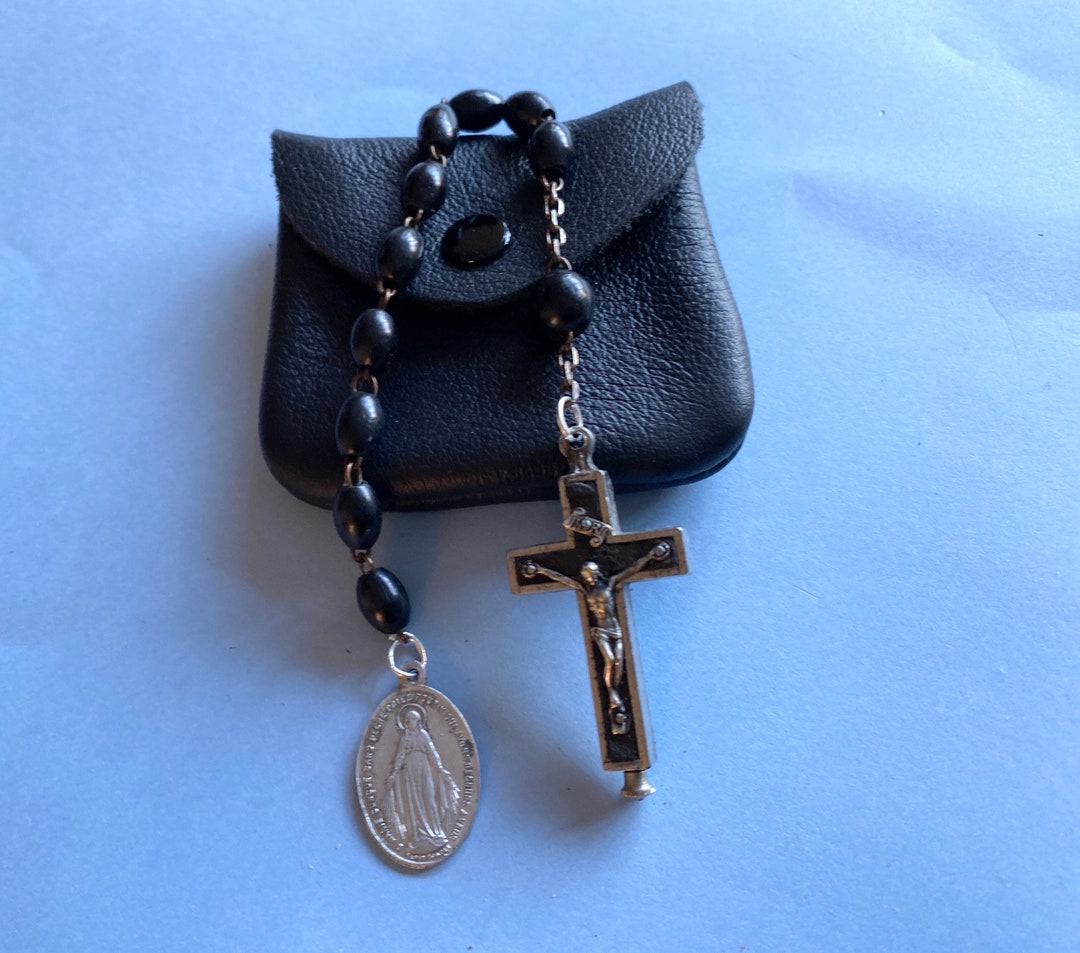 Virgin Mary Pocket Rosary With Leather Case One Decade Rosary Beads ...