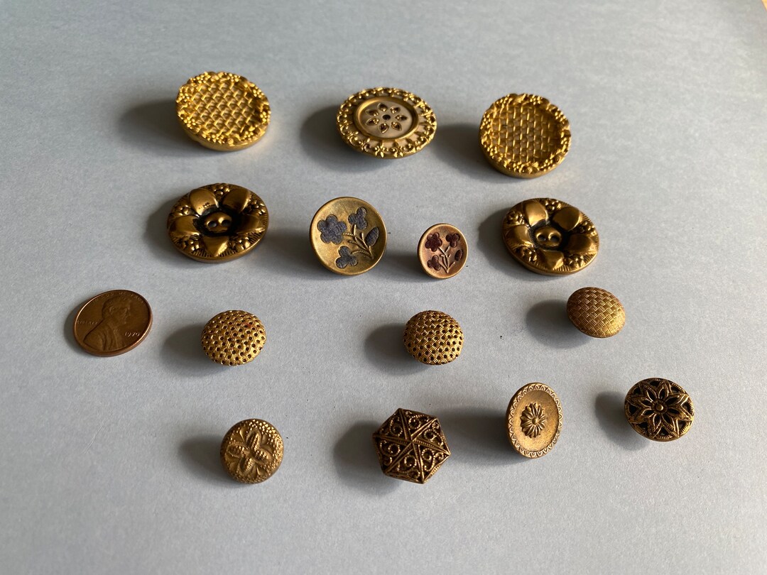 Lot of 12 Antique Gold Buttons Victorian Buttons Decorative Buttons Old ...