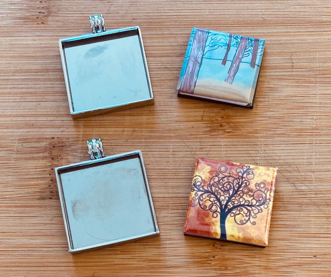 Magnetic Square Pendant With Built-in Liner for Magnet for 1" Square ...