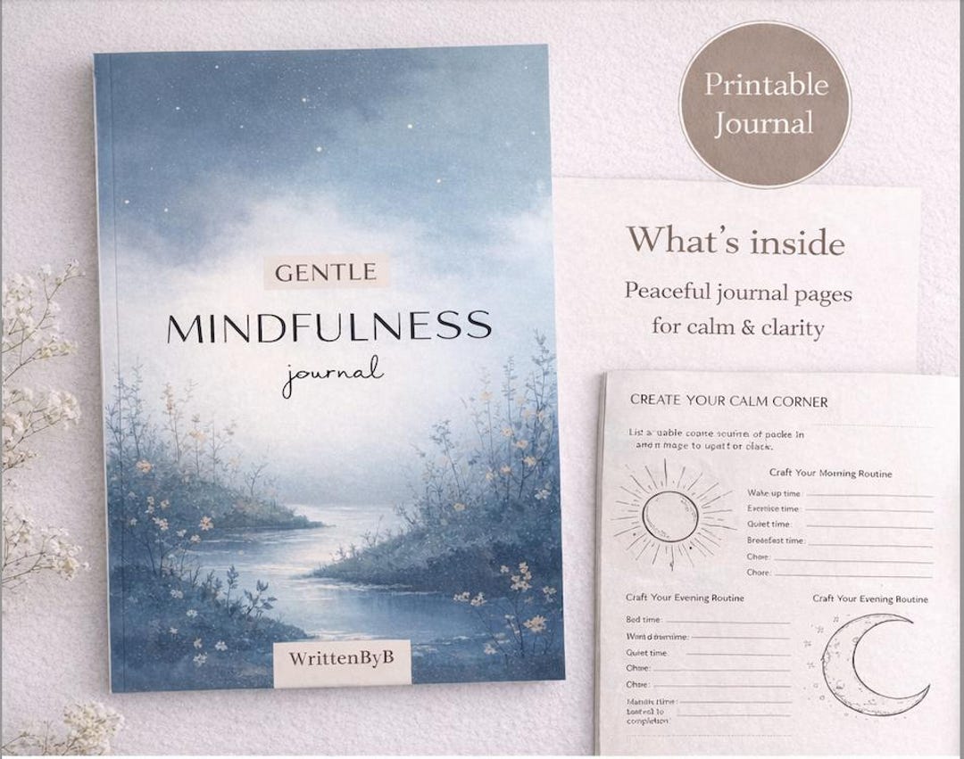 Gentle Mindfulness Journal Printable PDF for Calm Reflection and Stress ...