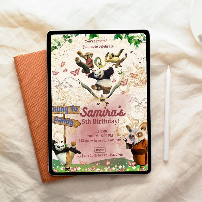 Kung Fu Panda Birthday Invitation Editable Canva Template Kids Party ...