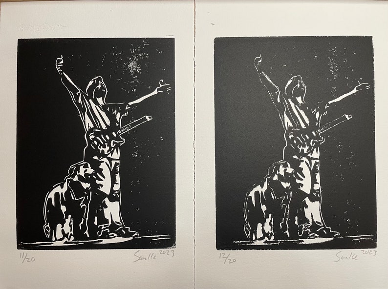 Stick Figure and Cocoa Linocut Block Print - Etsy