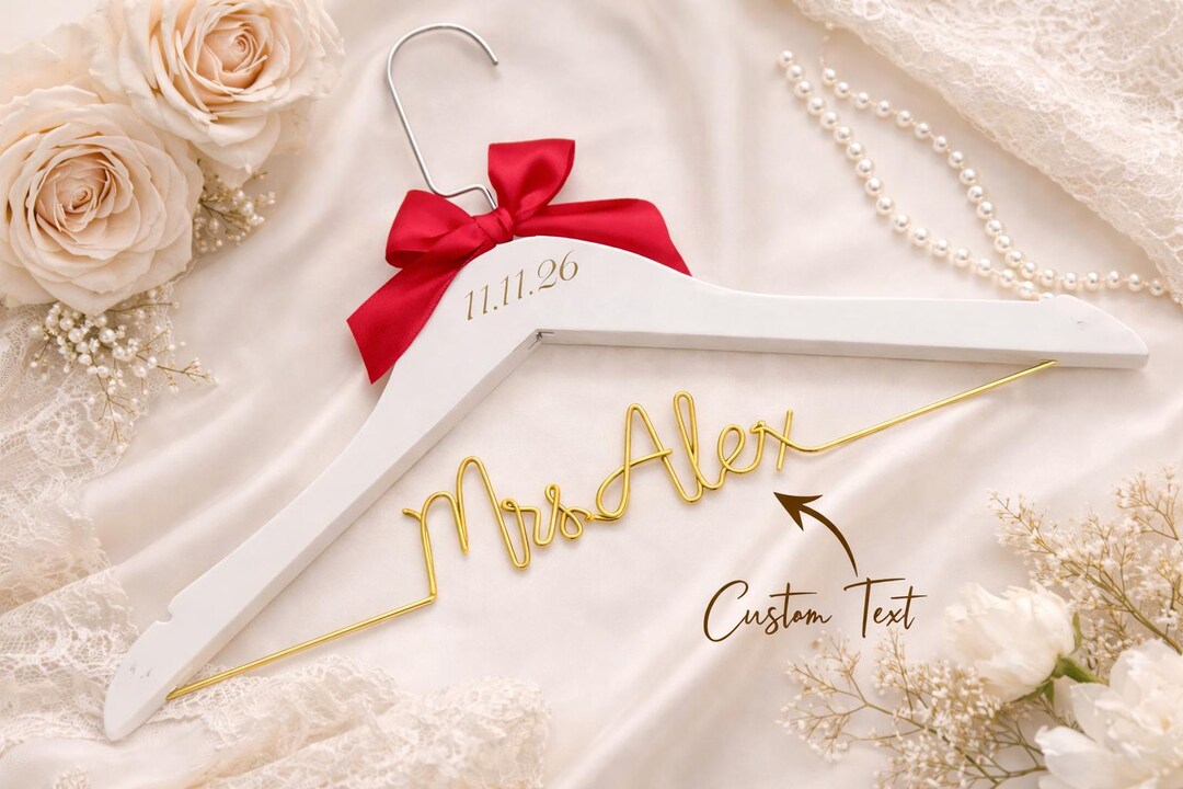 Custom Bridal Hanger With Name & Date • Personalized Wedding Dress ...