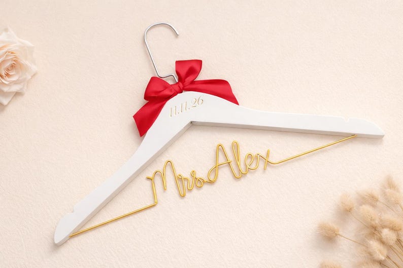 Custom Bridal Hanger With Name & Date • Personalized Wedding Dress ...