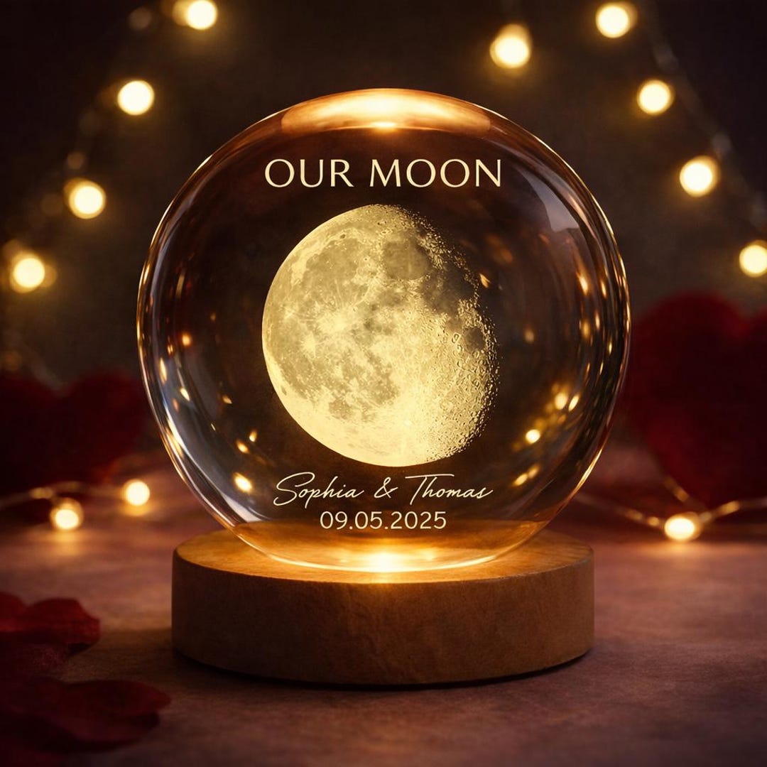 Personalized Moon Lamp With Name & Date, Custom Moon Phase Light ...