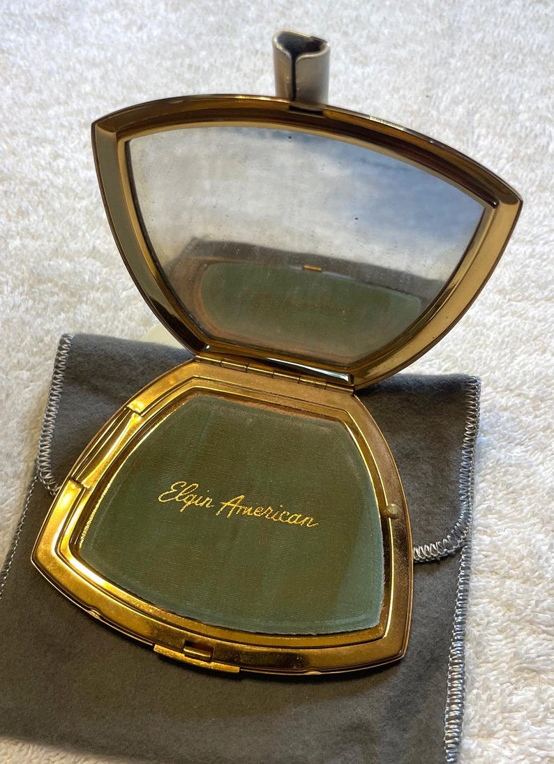 Vintage 1940's ELGIN American Enameled Goldtone Compact - Etsy