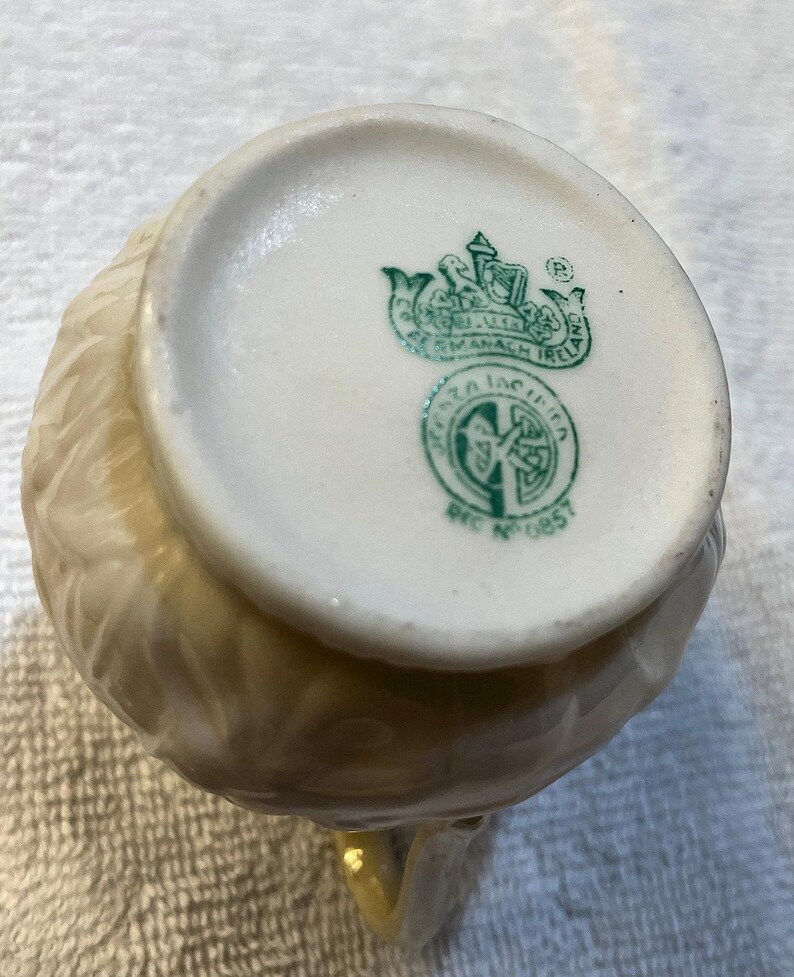Vintage Belleek Irish Parian Porcelain Creamer & Sugar Bowl - Green ...