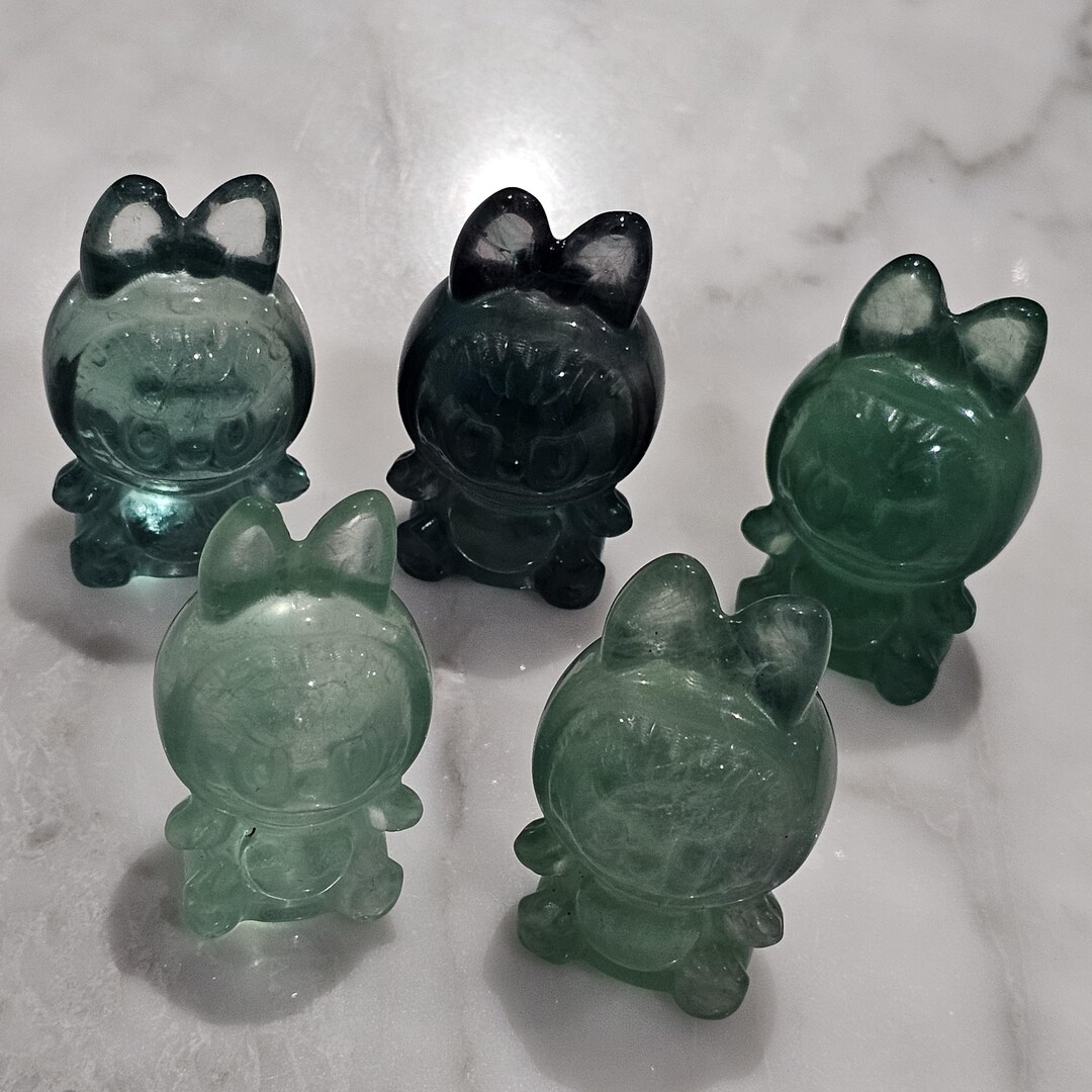 Green Fluorite Labubu Figurine | Hand Carved Crystal Labubu | Natural ...