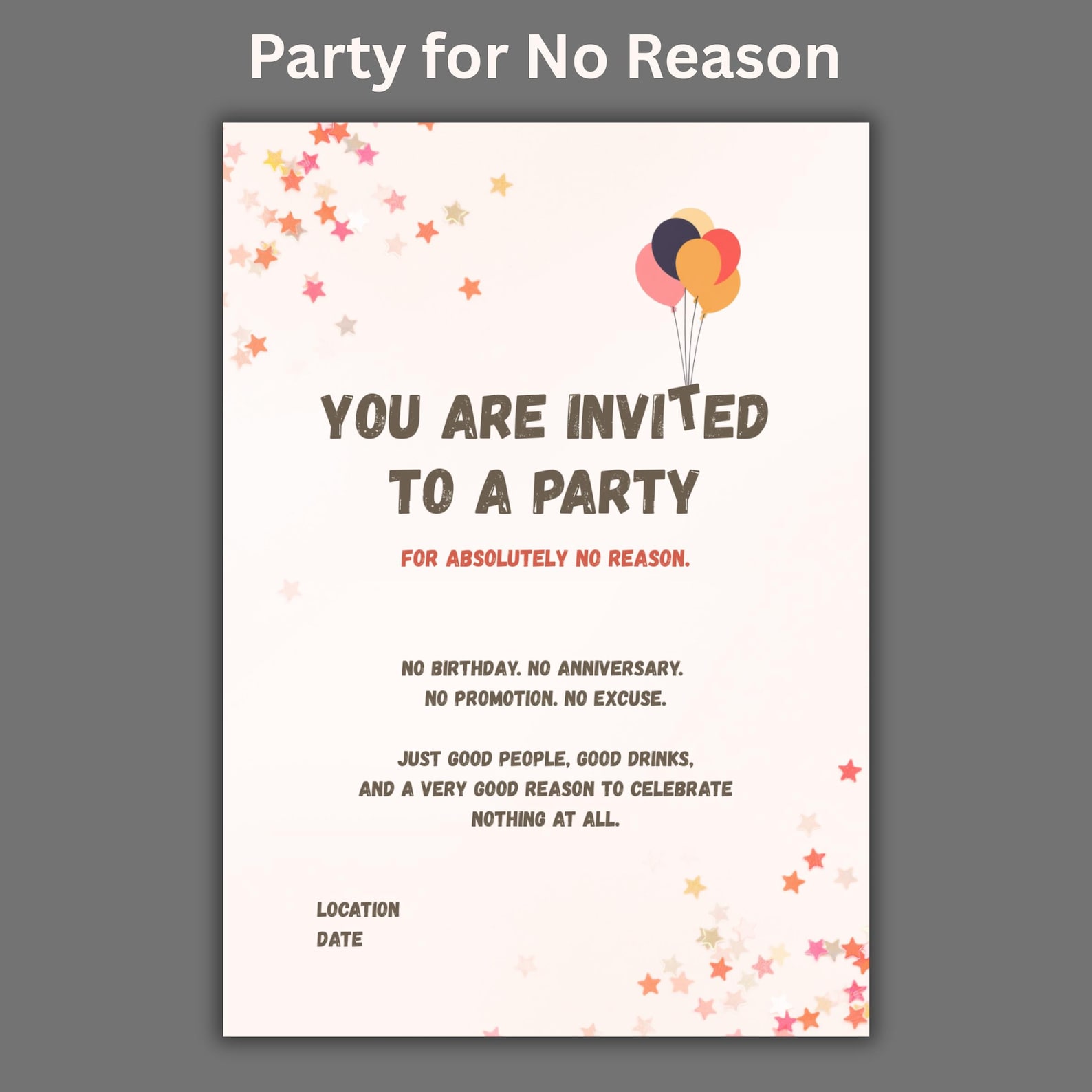 Funny Party Invitation Bundle, Sarcastic Canva Invitations, Just ...