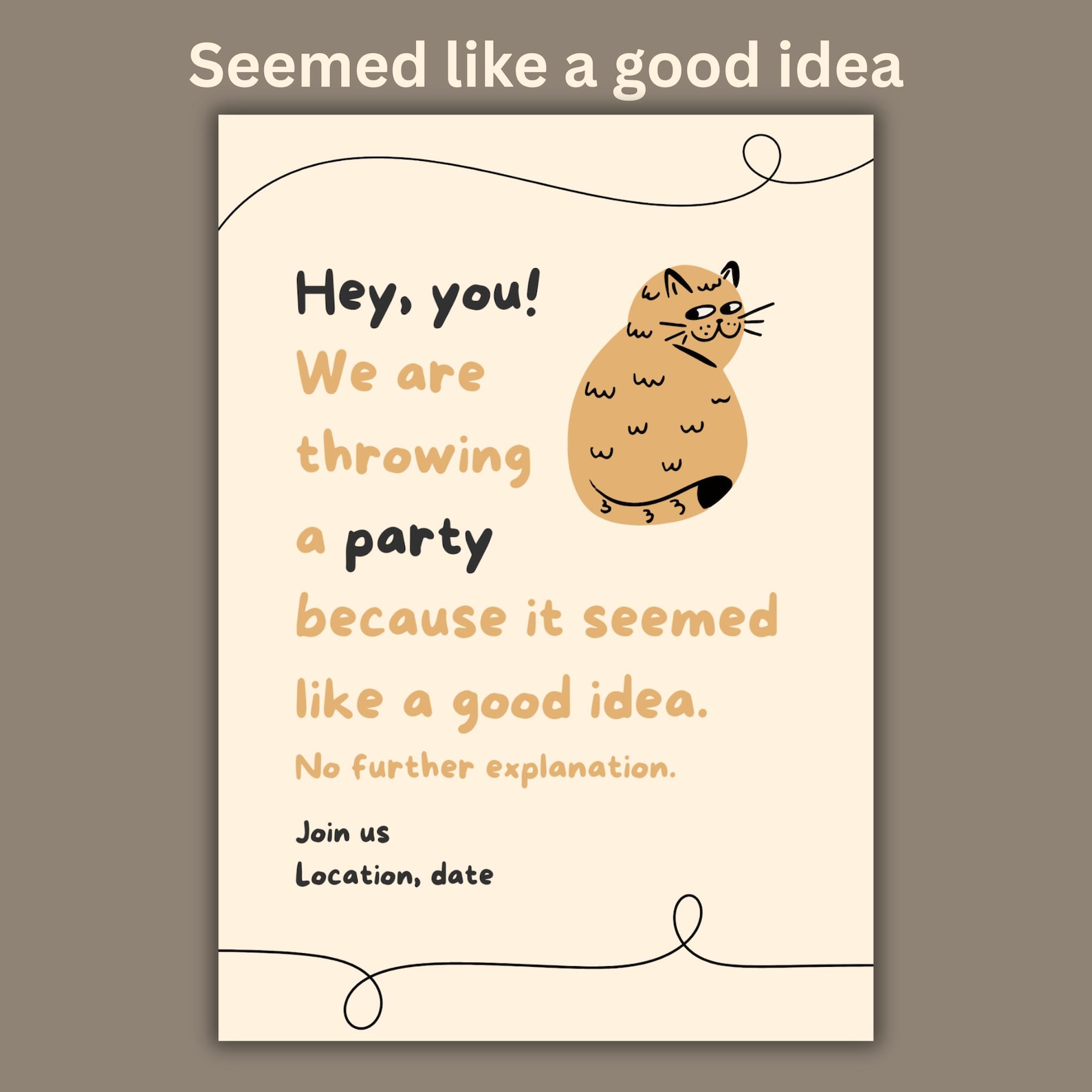 Funny Party Invitation Bundle, Sarcastic Canva Invitations, Just ...