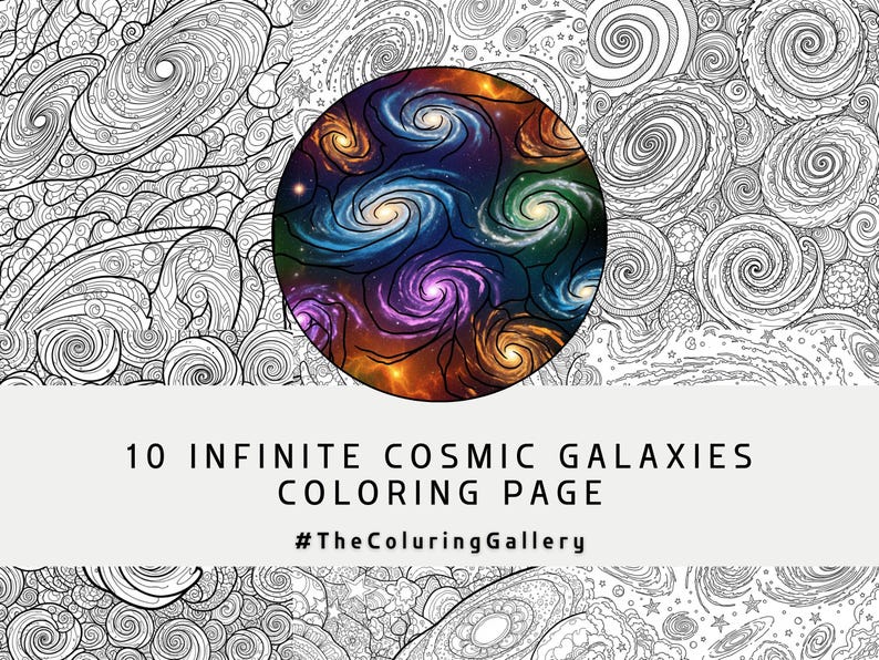 10 Cosmic Galaxy Coloring Pages for Adults, Intricate Space & Nebula ...