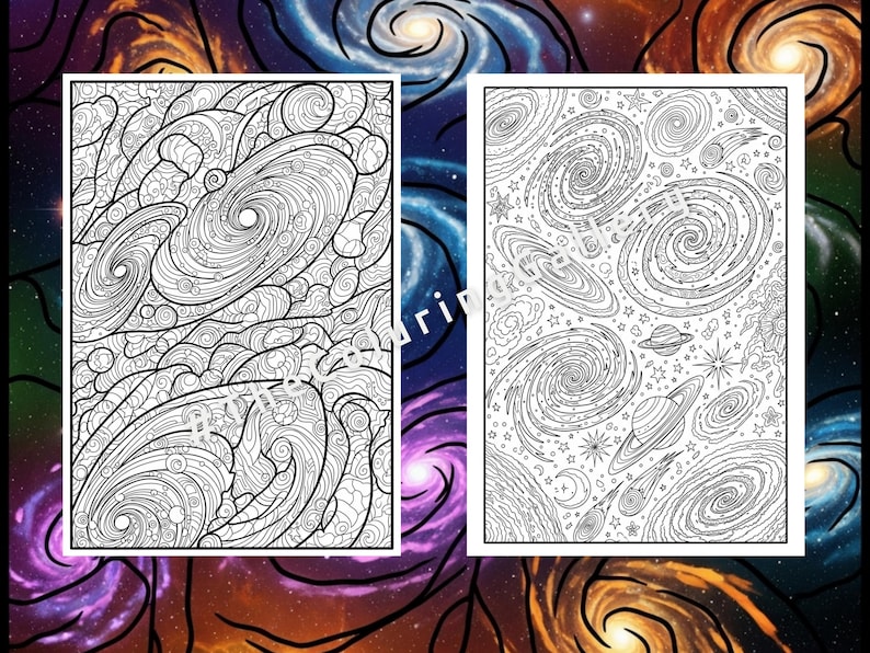 10 Cosmic Galaxy Coloring Pages for Adults, Intricate Space & Nebula ...