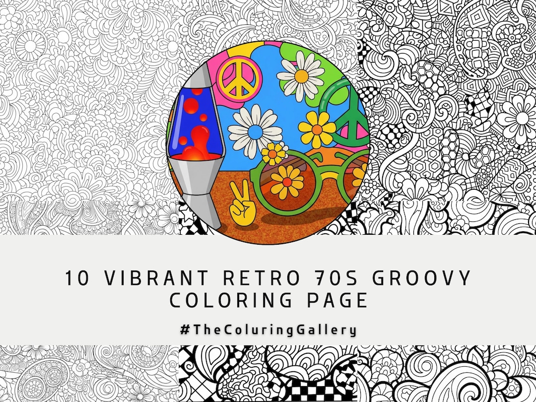 10 Retro 70s Groovy Coloring Pages for Adults, Psychedelic Funky ...