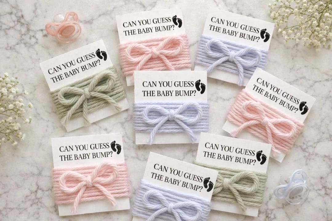 Guess Baby Bump Game Cards | Baby Shower Activity With String ...