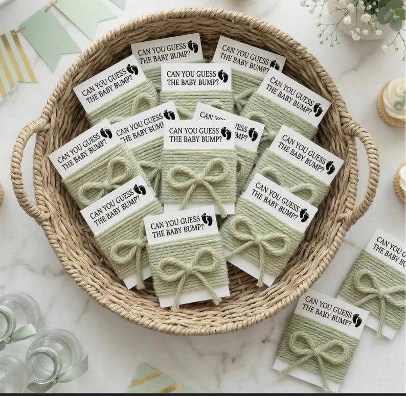 Guess Baby Bump Game Cards | Baby Shower Activity With String ...