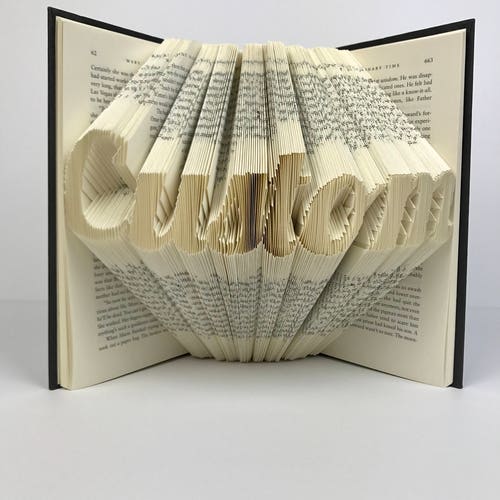Custom Folded Book Art Custom Name Timeless Font Book - Etsy