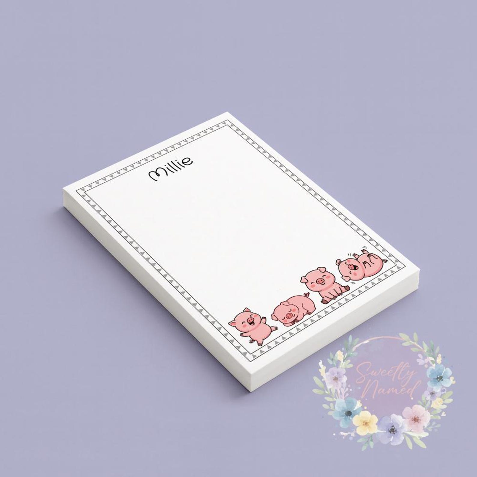 Personalized Pig Notepad 5x7 | Cute Farm Animal Writing Pad | Custom ...