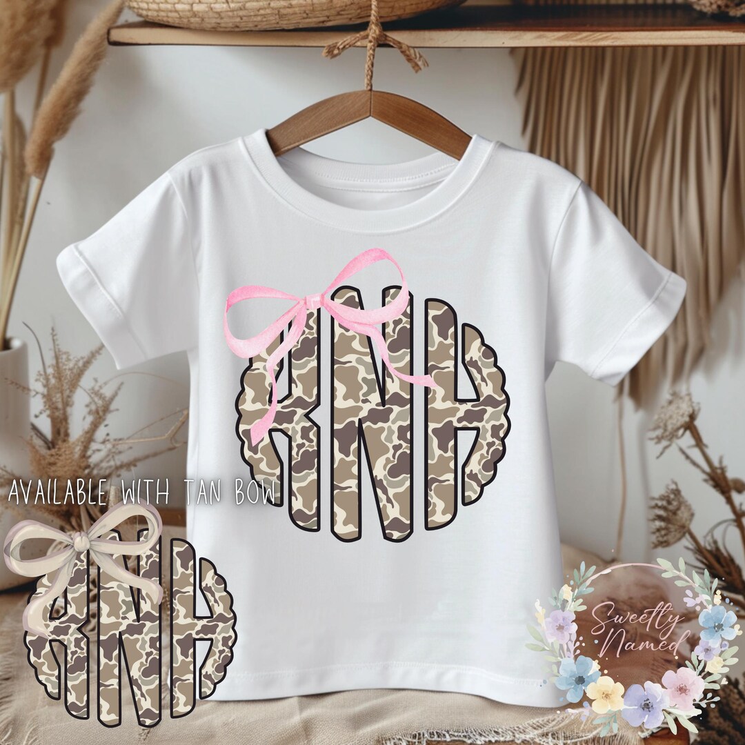 Personalized Camo Bow Monogram Shirt | Camouflage Mono Tee | Matching ...