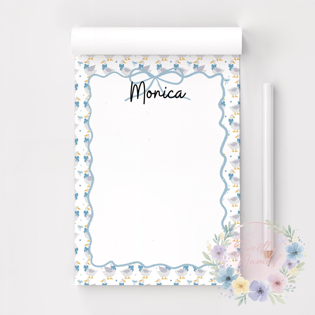Personalized Notepad | Custom Stationary | Blue Bow Silly Goose - Etsy