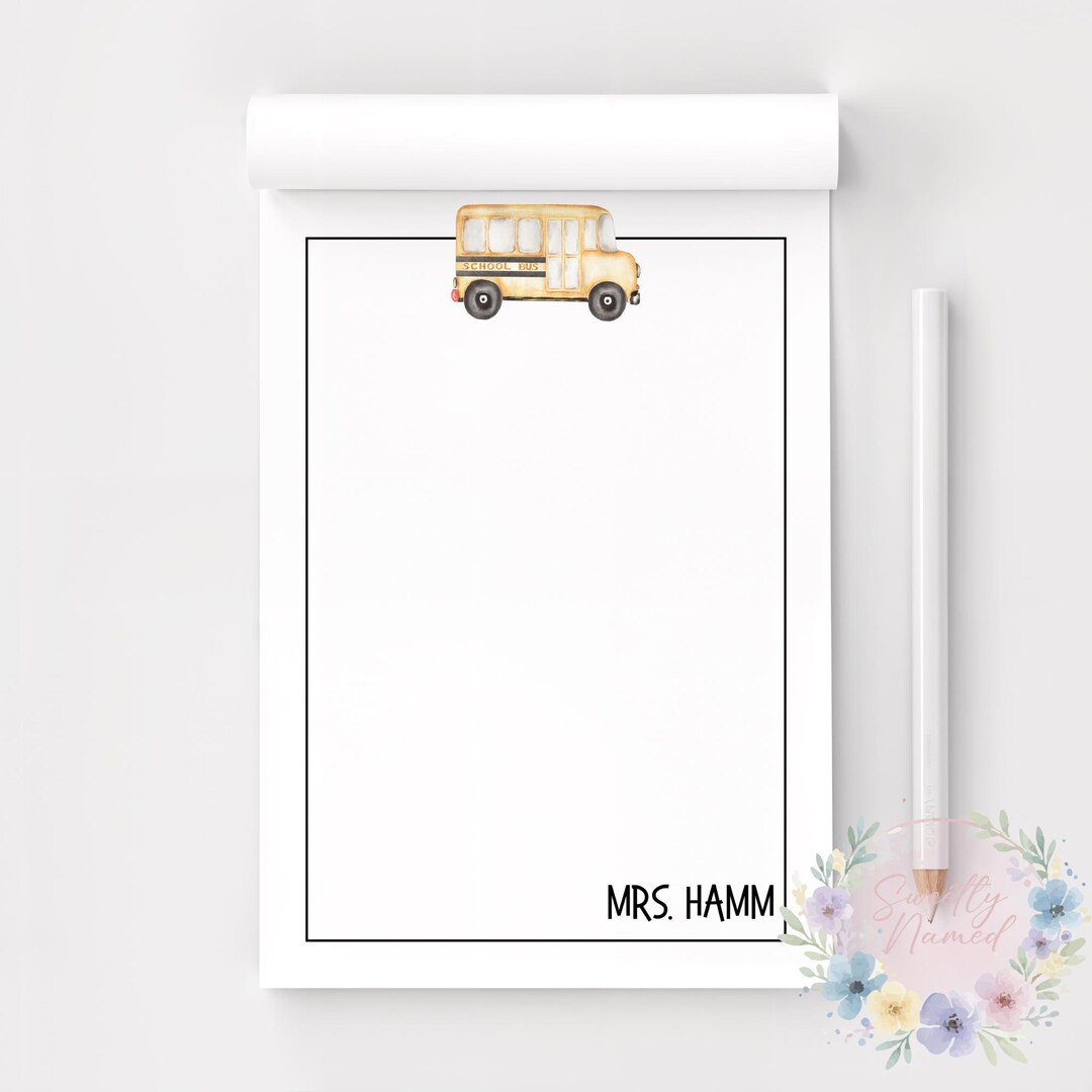Personalized Teacher Notepad | Bus Driver Gift | Custom Stationery ...