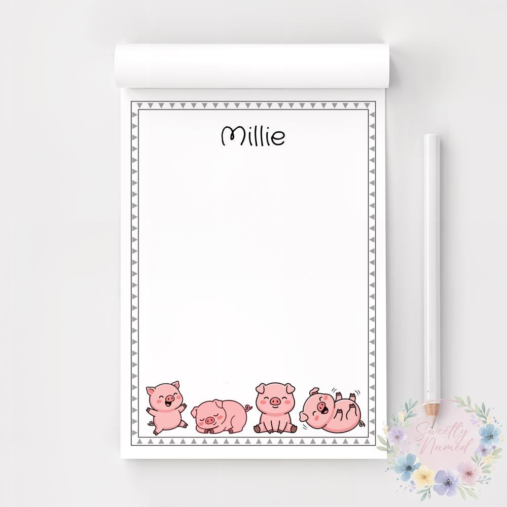 Personalized Pig Notepad 5x7 | Cute Farm Animal Writing Pad | Custom ...
