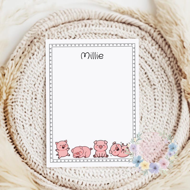 Personalized Pig Notepad 5x7 | Cute Farm Animal Writing Pad | Custom ...