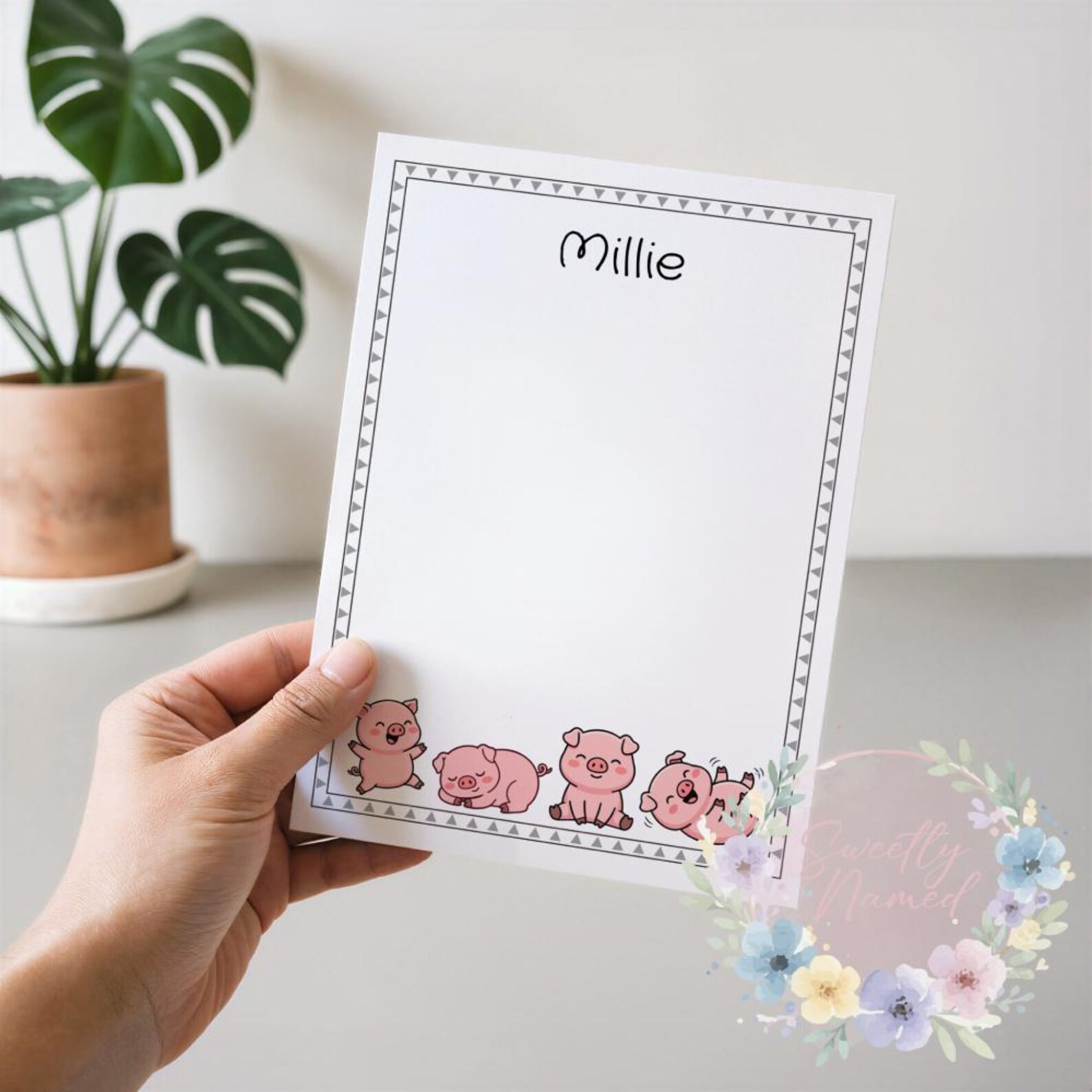 Personalized Pig Notepad 5x7 | Cute Farm Animal Writing Pad | Custom ...