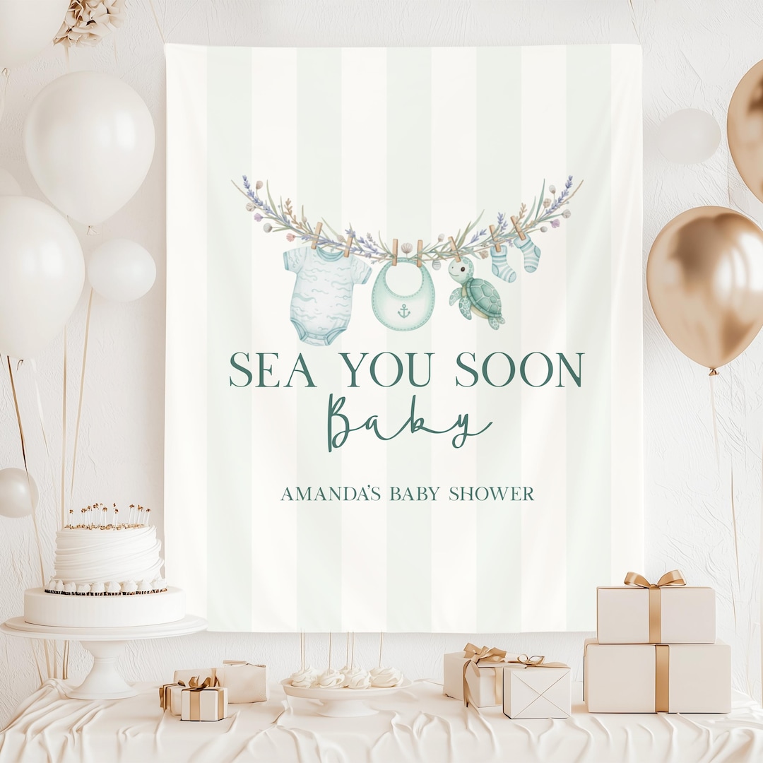 Custom Sea You Soon Baby Shower: Ocean Theme Baby Shower Welcome Sign ...
