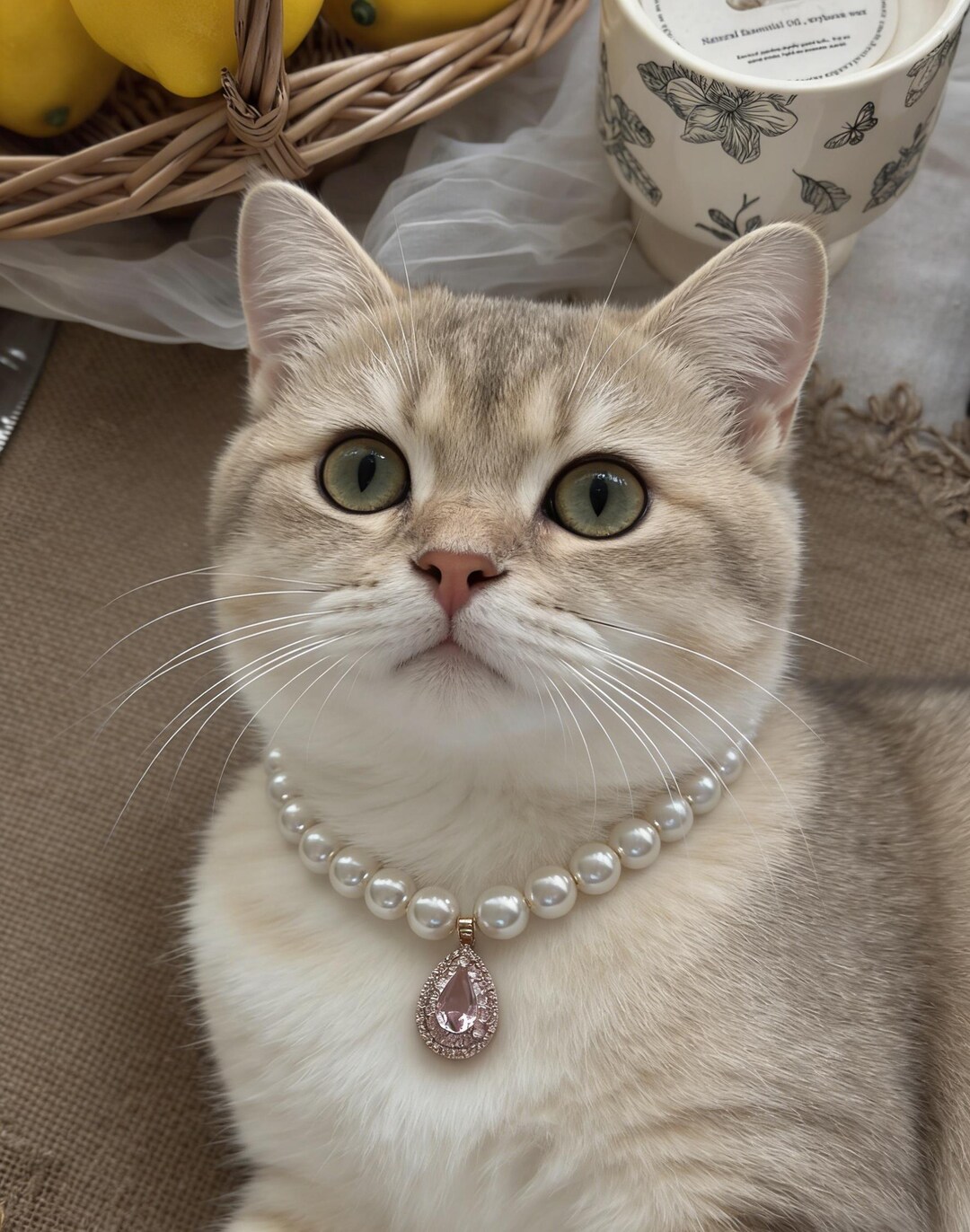 Pearl Pet Necklace ｜ Personalized Cat Pearl Collar ｜ Holiday Pet Gift ...