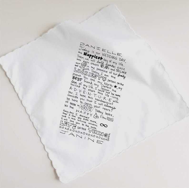 Handwritten Note Wedding Handkerchief Created From Your - Etsy