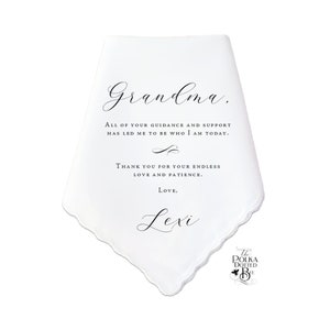 Grandmother Gift From Bride or Groom, Wedding Handkerchief for Grandma ...