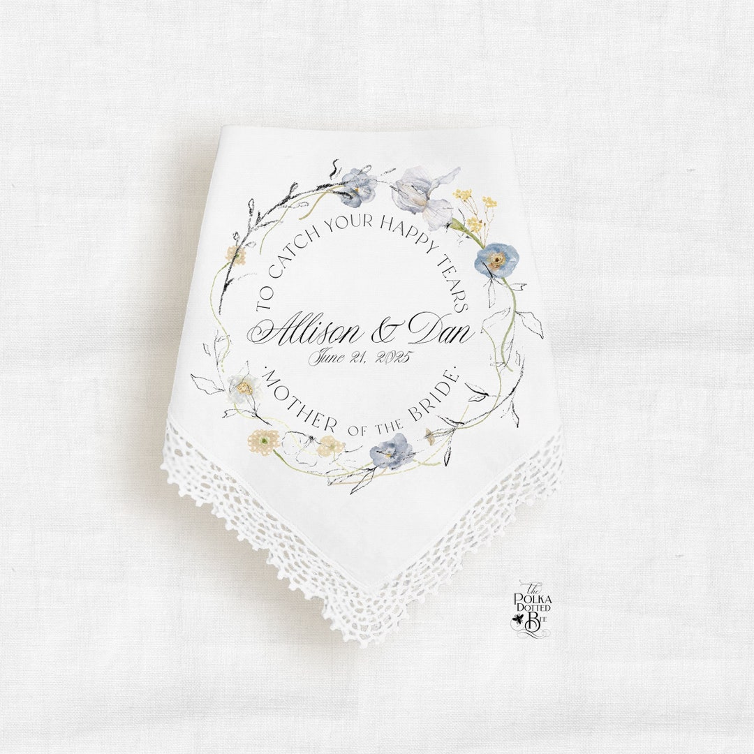 Mother of Bride Handkerchief Gift for Mom, Wedding Date Keepsake From ...