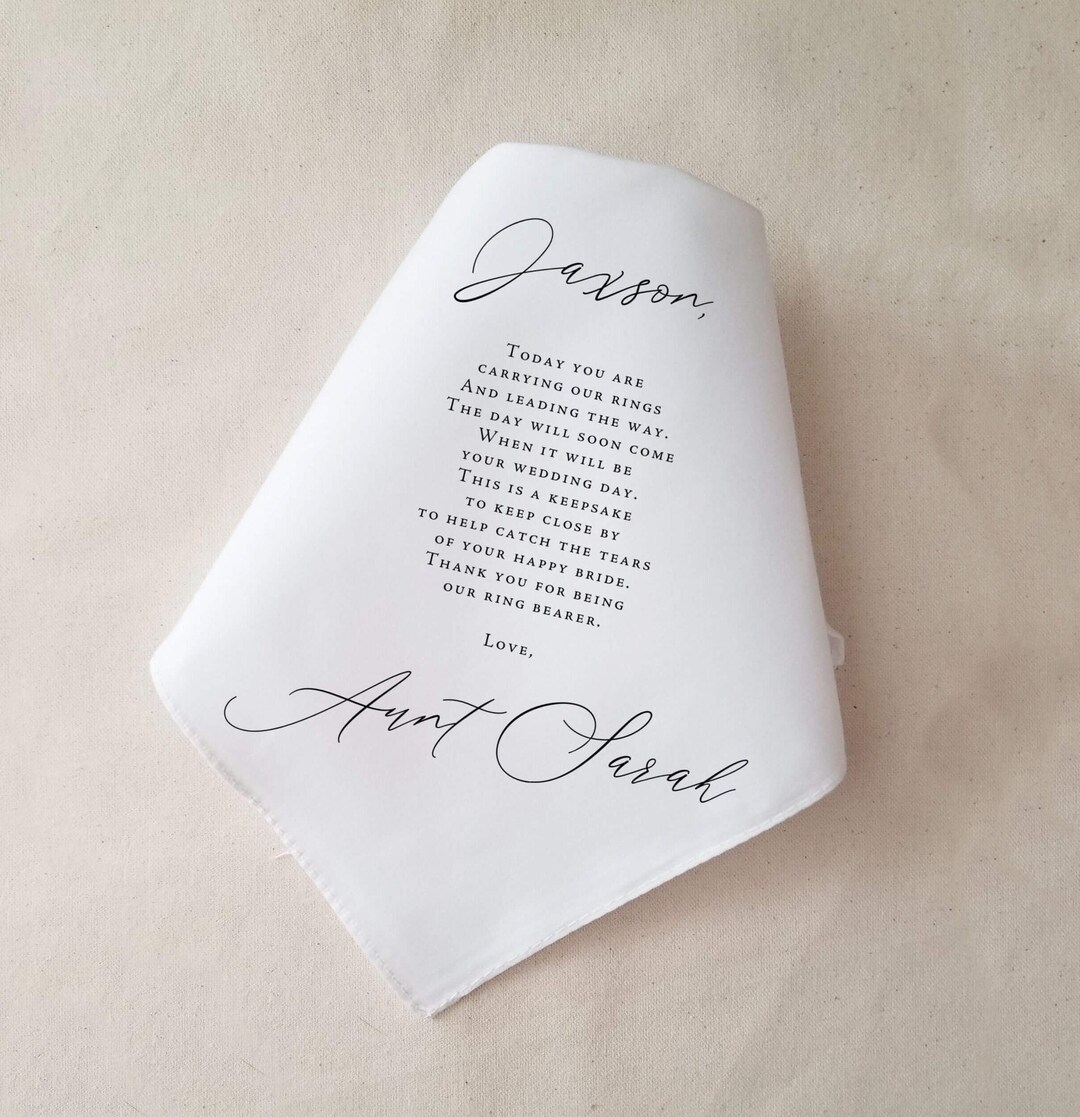 Ring Bearer Handkerchief From the Bride, Personalized Wedding Gift for ...