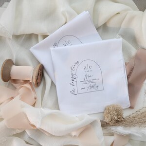 Modern Arch Wedding Handkerchief Keepsake Gift With Monogram and ...
