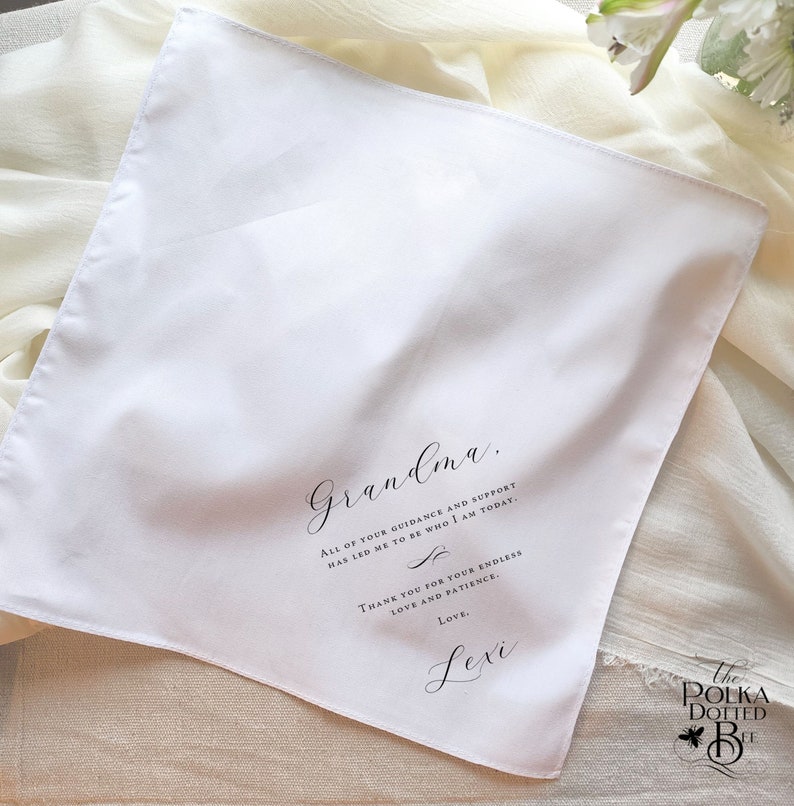 Grandmother Gift From Bride or Groom, Wedding Handkerchief for Grandma ...