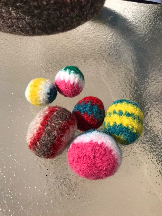 Kitty Pebbles TM Cat Toys Set of 2 Hand-knit and Hand - Etsy