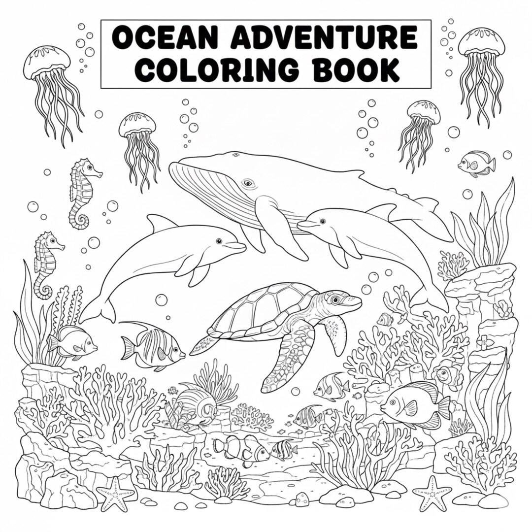 Ocean Adventure Coloring Book for Kids | Sea Animals Coloring Pages ...